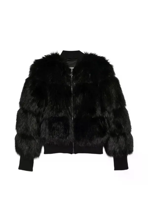 Patrizia Pepe Faux Fur Bomber Jacket - Black