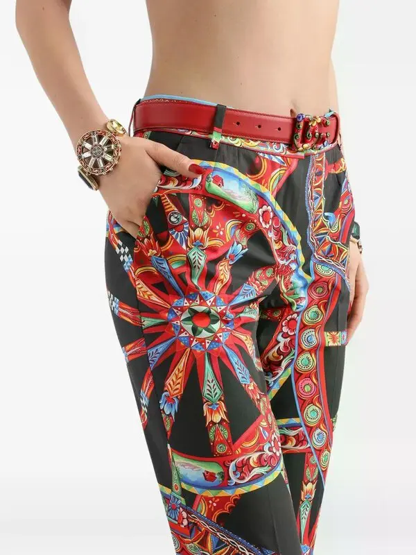 Dolce & Gabbana Carretto Print High Waisted Cigarette Trousers