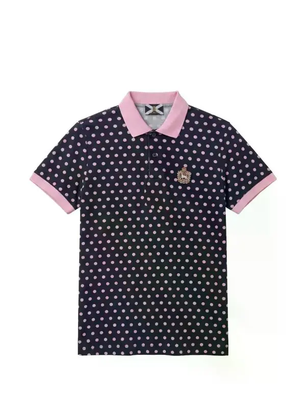 JOHNNY LAMBS Polka-dot Embroidered-logo Polo Shirt - Black