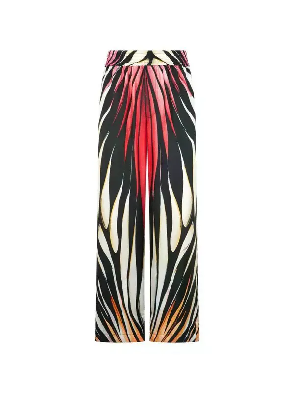 Roberto Cavalli Ray Print Silk-satin Trousers - Black