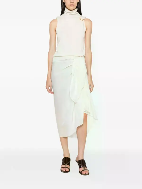 Alberta Ferretti Sleeveless High Neck Top With Gold-tone Hardware - White