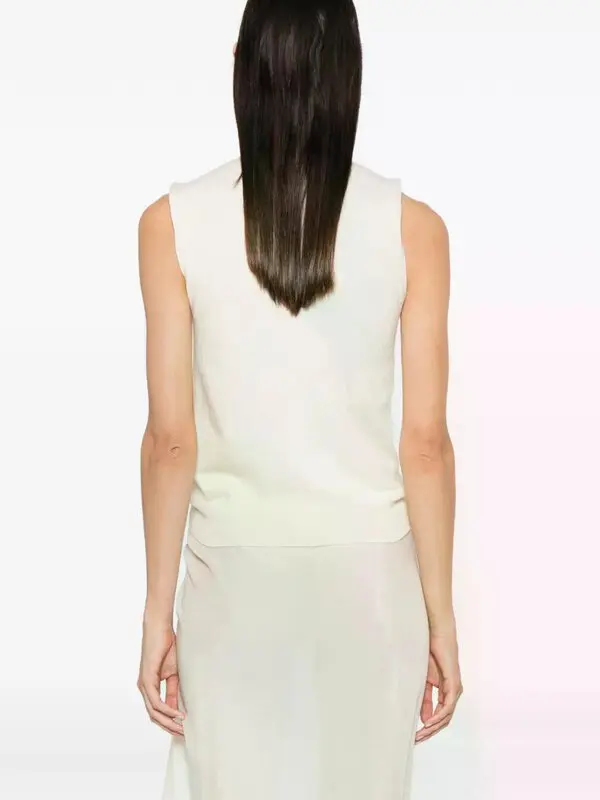 Alberta Ferretti Sleeveless High Neck Top With Gold-tone Hardware - White