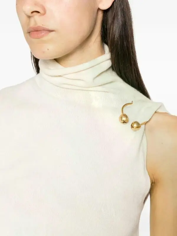 Alberta Ferretti Sleeveless High Neck Top With Gold-tone Hardware - White