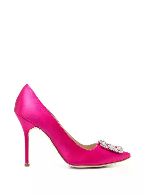 Manolo Blahnik Hangisi Crystal-buckle Pumps - Pink