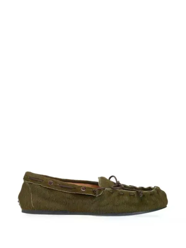 P.a.r.o.s.h Bow-detail Calf Hair Loafers - Green