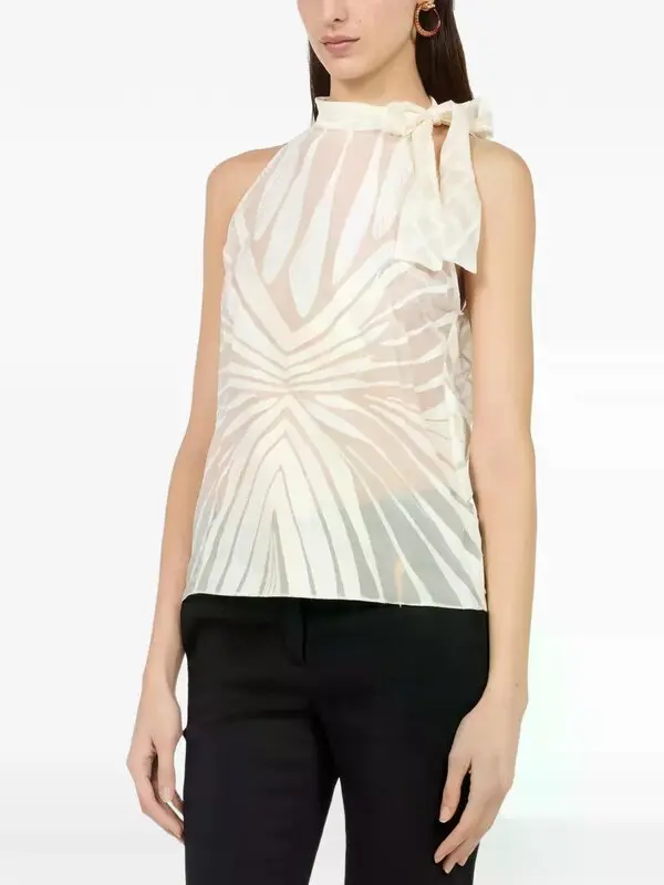Roberto Cavalli Ray Print Bow-detail Top - Neutrals