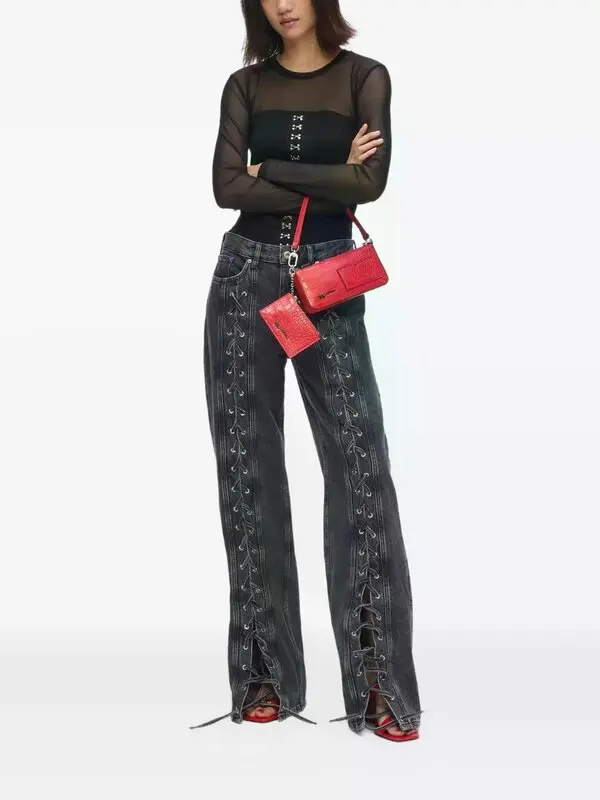 Karl Lagerfeld Lace-up Wide Leg Jeans - Grey