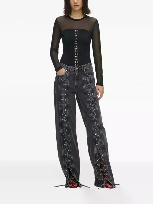 Karl Lagerfeld Lace-up Wide Leg Jeans