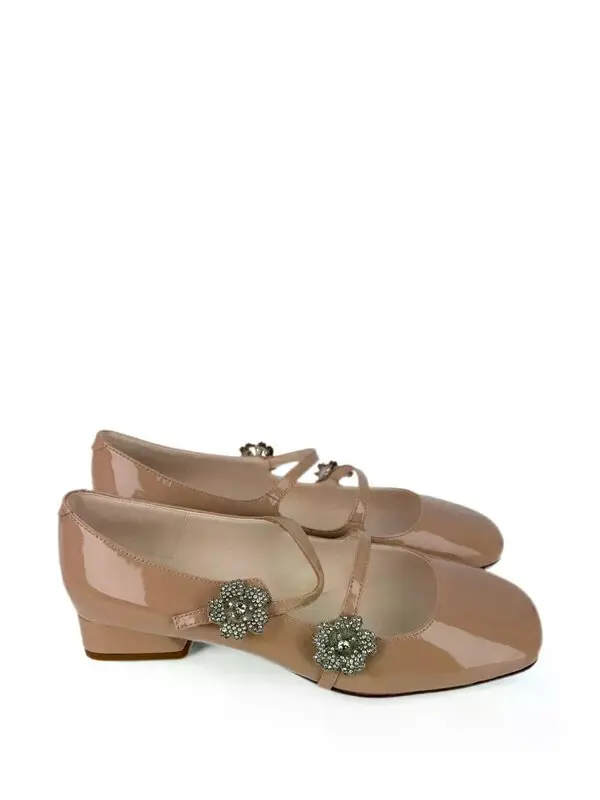 ROGER VIVIER Mini Très Vivier Mary Jane Pumps With Crystal Flower Buckles - Neutrals