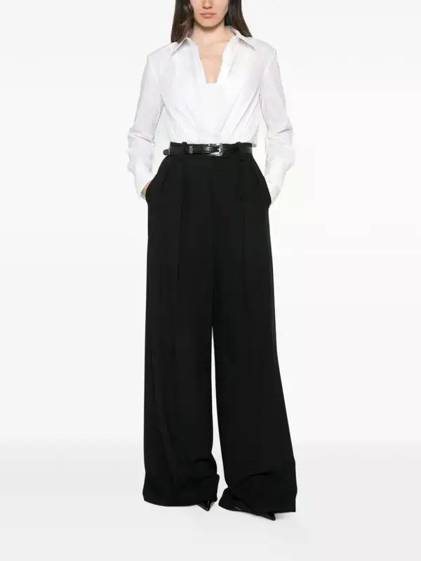 Patrizia Pepe Poplin Bodysuit Shirt - Black