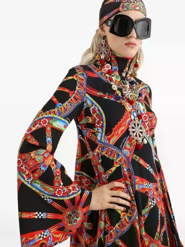 Dolce & Gabbana Carretto Print Charmuse Dress