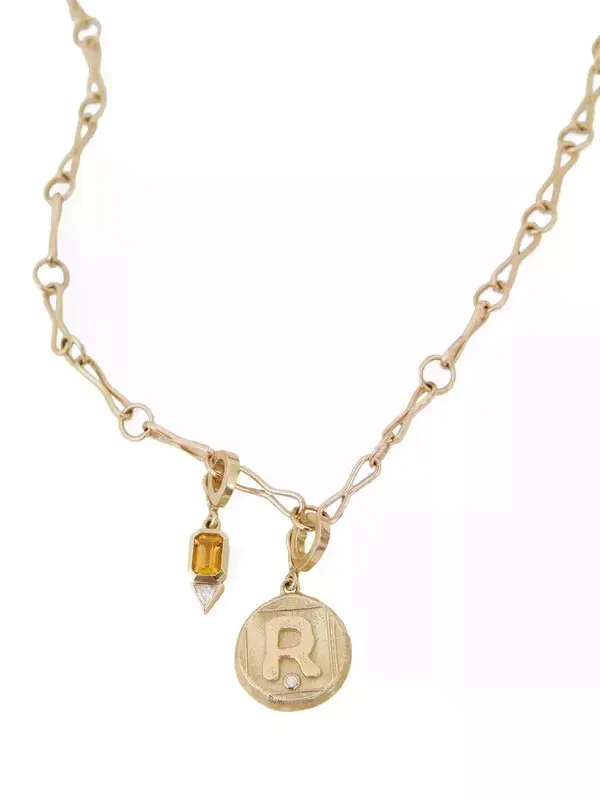 AZLEE Diamond Initial Coin Pendant Necklace - Gold