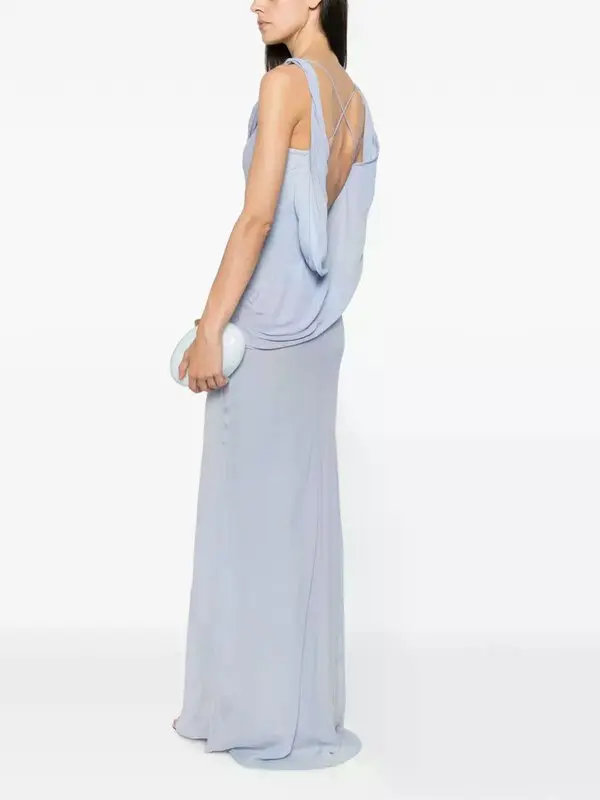 Patrizia Pepe Cowl-neck Ring-detail Maxi Dress - Blue