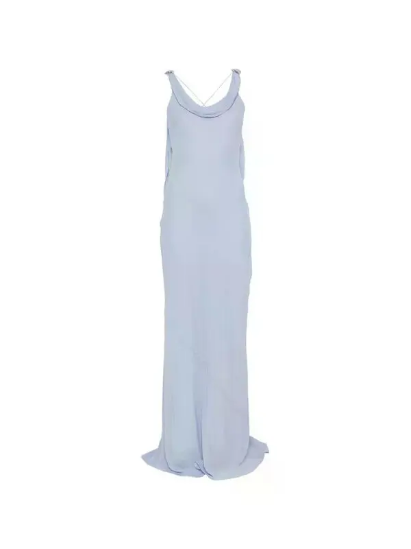 Patrizia Pepe Cowl Neck Ring Detail Maxi Dress - Blue