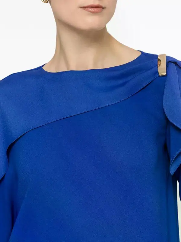 NISSA Asymmetrical Midi Dress With Ruffle Detailing And Gold-tone Hardware