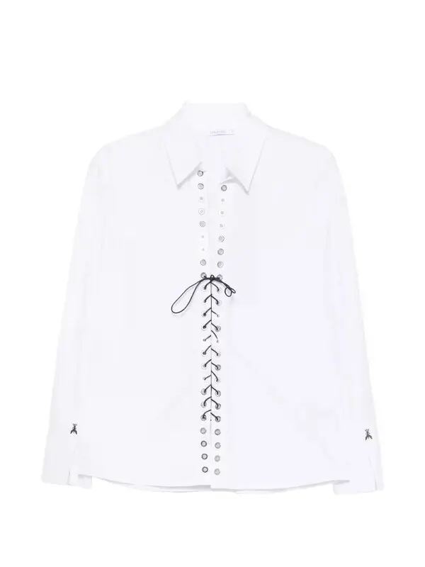 Patrizia Pepe Cotton Lace-up Eyelet Embellished Shirt - White