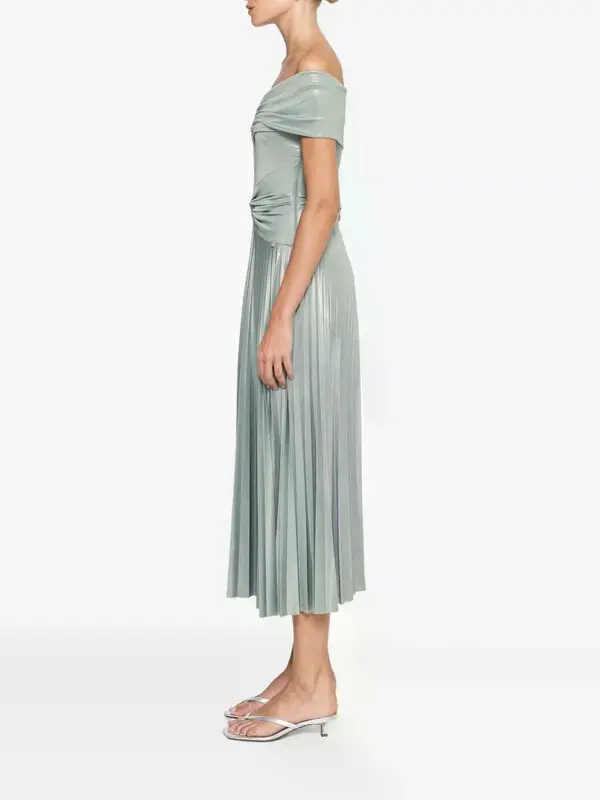 NISSA Pleated Off-shoulder Dress