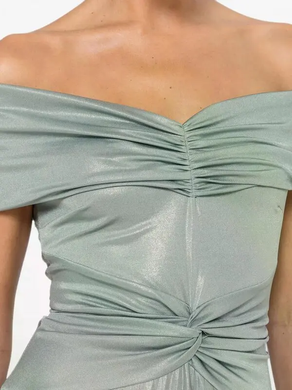 NISSA Off-shoulder Pleated Midi Dress