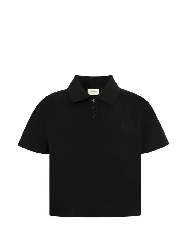 Saint Laurent Logo-embroidered Cropped Polo Top