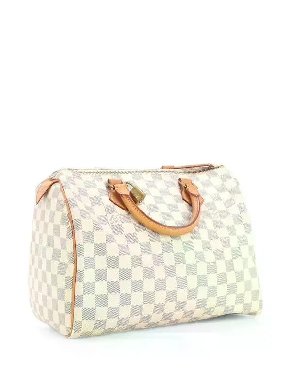 LOUIS VUITTON Speedy Handbag Damier 30 Satchel - White