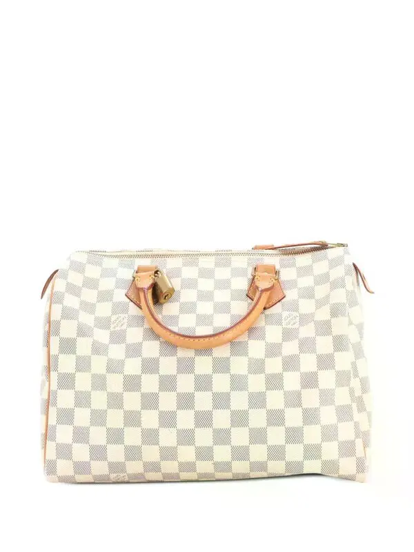 LOUIS VUITTON Speedy Handbag Damier 30 Satchel - White