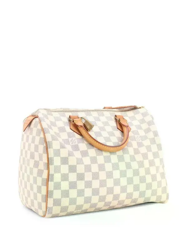 LOUIS VUITTON Speedy Handbag Damier 30 Satchel - White