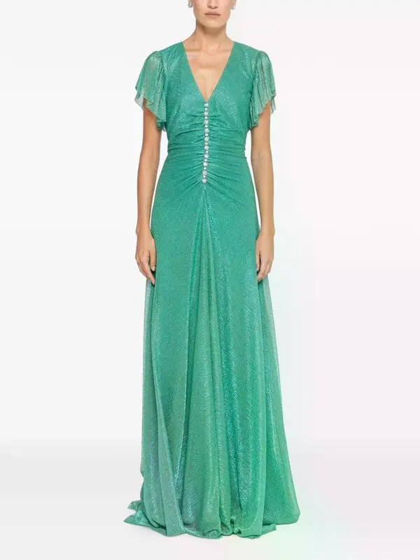 NISSA Crystal-detail Maxi Dress - Green