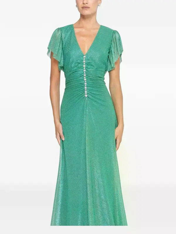 NISSA Crystal-detail Maxi Dress - Green
