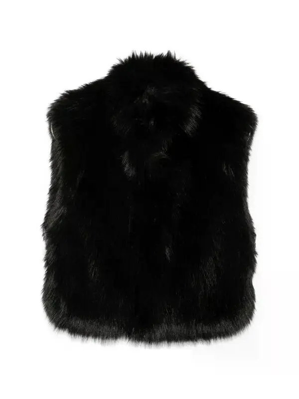 Patrizia Pepe Faux-fur High-neck Gillet - Black