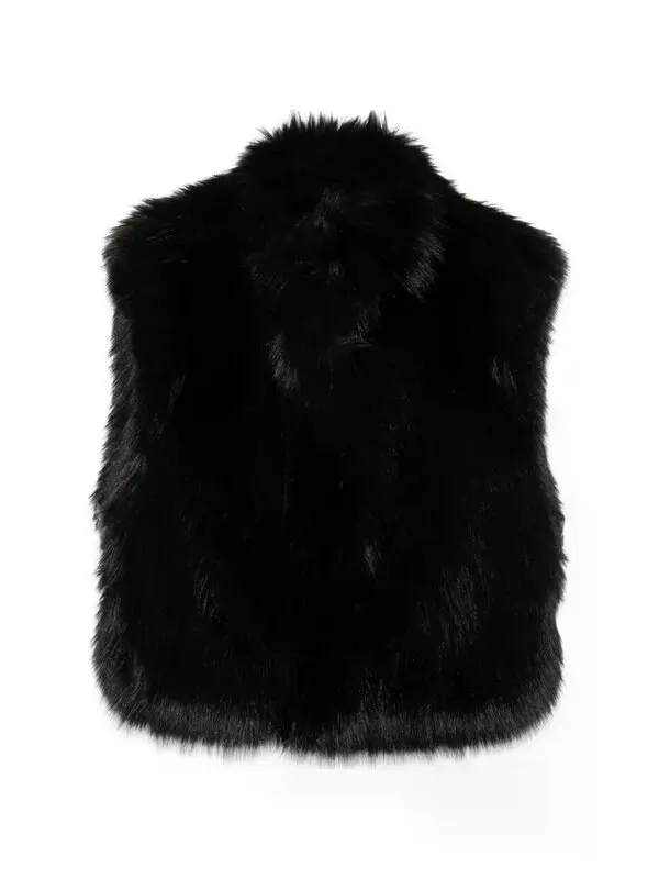 Patrizia Pepe Faux Fur High Neck Gilet - Black