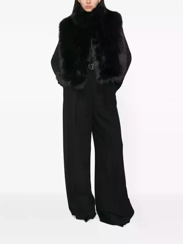 Patrizia Pepe Faux Fur High Neck Gilet - Black