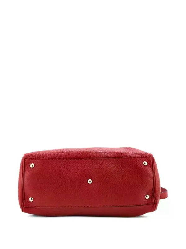 Gucci Bamboo Shopper Leather Medium Tote Bag - Red