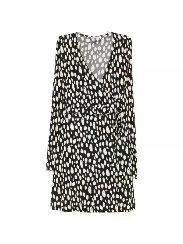 Patrizia Pepe Printed Wrap Mini Dress - Black