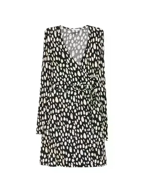Patrizia Pepe Printed Wrap Mini Dress - Black