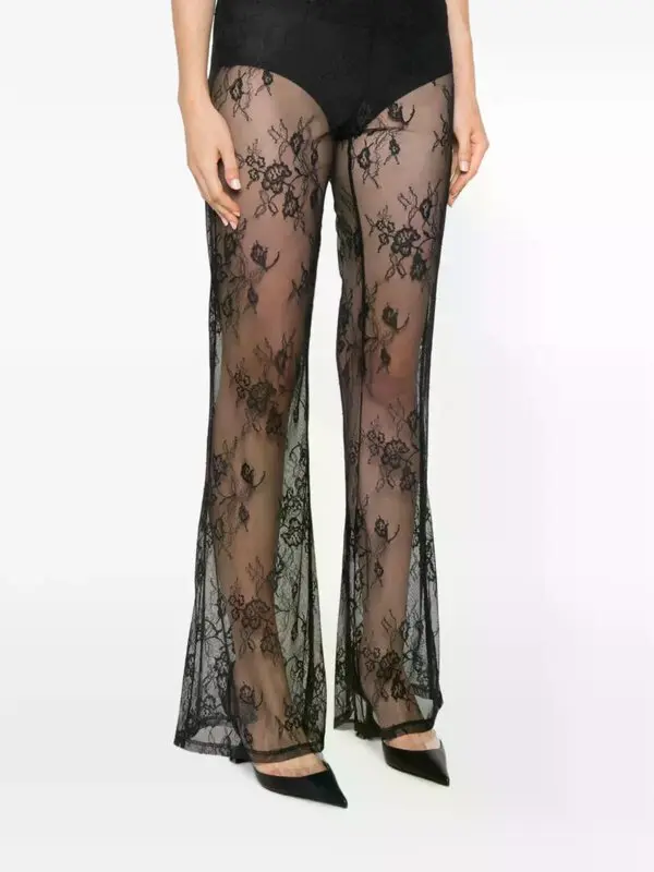 Patrizia Pepe Flared Lace Trousers - Black