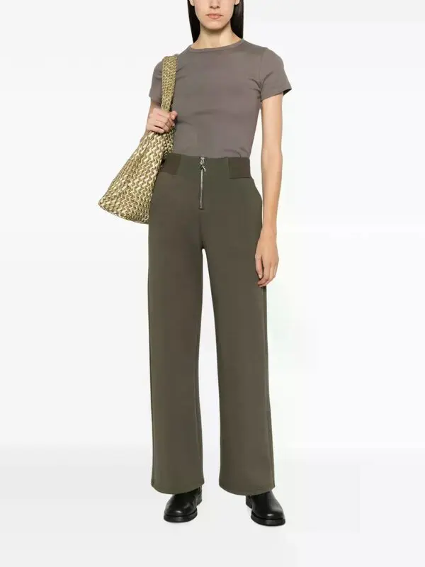 Patrizia Pepe Wide-leg Trousers With Exposed Zip - Green