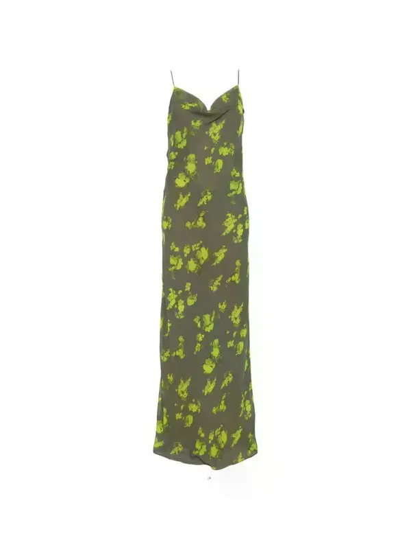 Patrizia Pepe Floral-print Cowl-neck Maxi Dress - Green