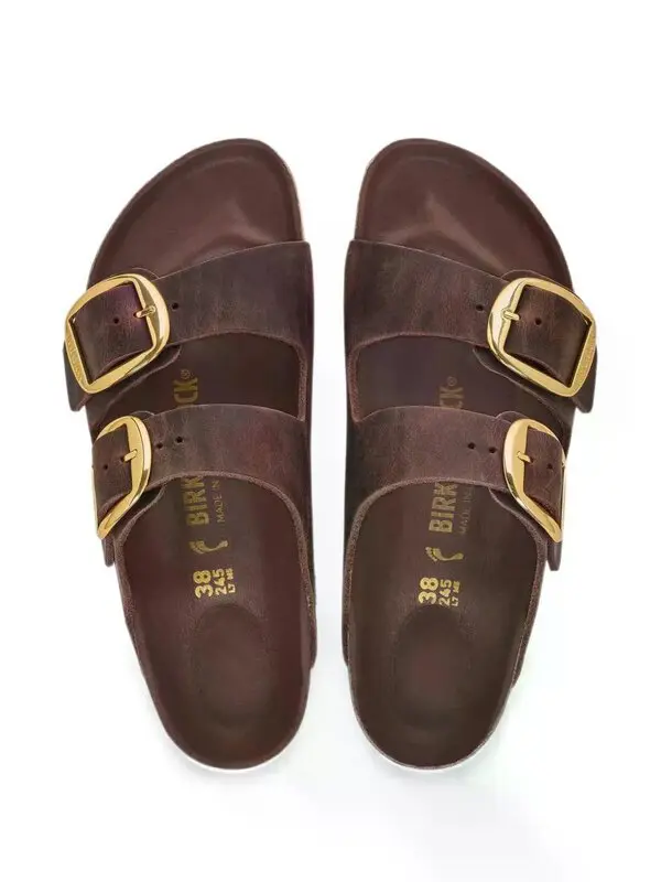 BIRKENSTOCK Arizona Oiled Leather Sandals With Big Buckle - Brown