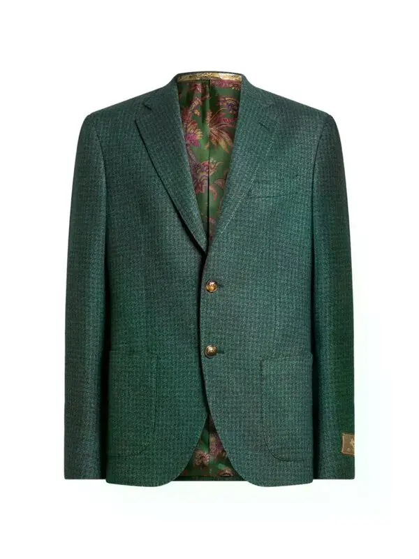Etro Houndstooth-motif Single-breasted Blazer - Green