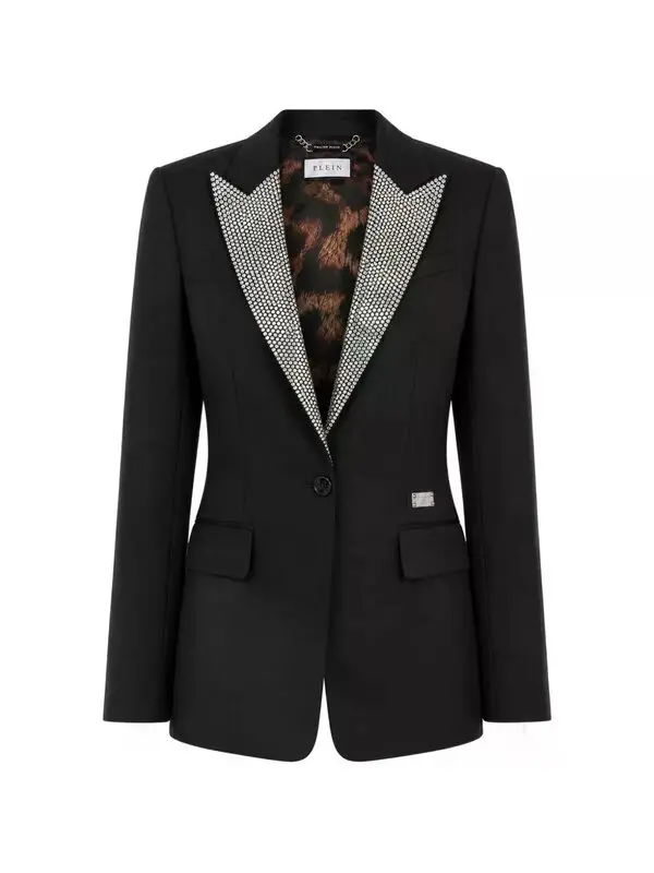 Philipp Plein Single Breasted Fit Blazer Crystal Strass - Black