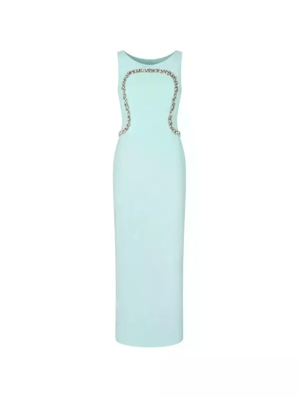 Safiyaa Riley Crystal-embellished Boat-neck Gown - Green