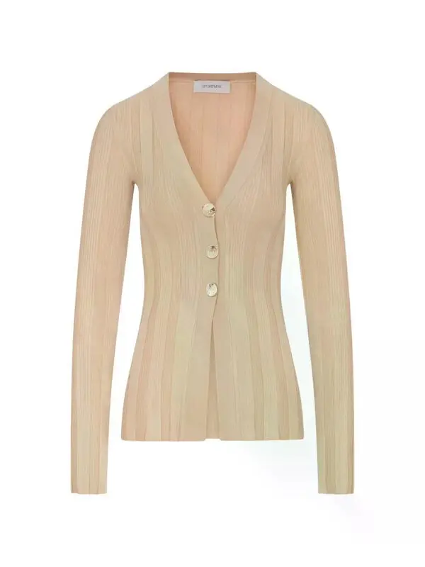 Sportmax Ribbed-knit V-neck Cardigan - Neutrals
