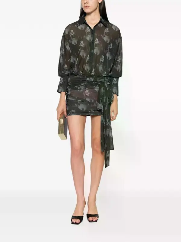 Patrizia Pepe Graphic Print Draped Shirt Dress - Green
