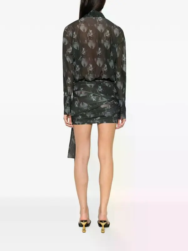 Patrizia Pepe Graphic Print Draped Shirt Dress