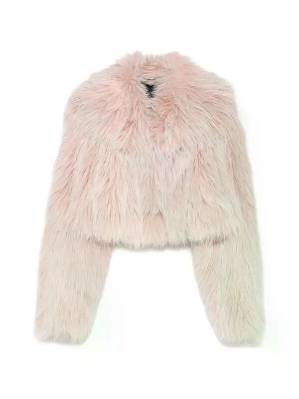 Patrizia Pepe Cropped Faux Fur Jacket - Pink