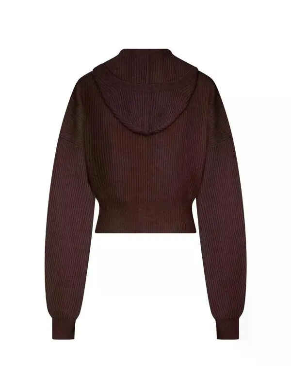Sportmax Ribbed Knit Zip-up Hooded Cardigan