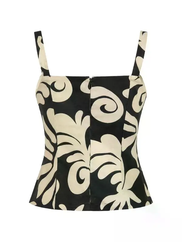 CALA DE LA CRUZ Floral-print Top - Black