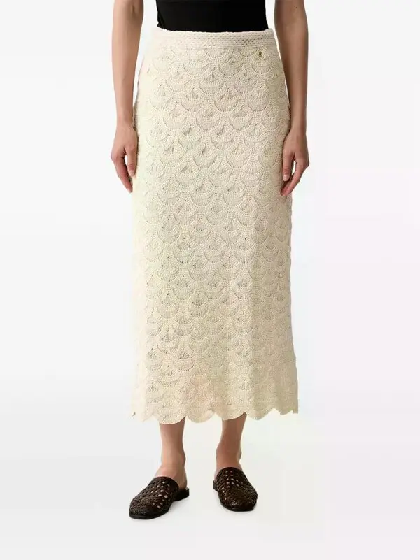 PEDRO DEL HIERRO Crochet Scalloped Maxi Skirt - Neutrals