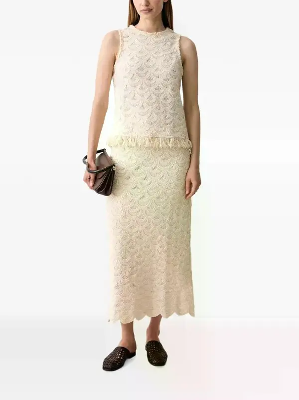 PEDRO DEL HIERRO Crochet Scalloped Maxi Skirt