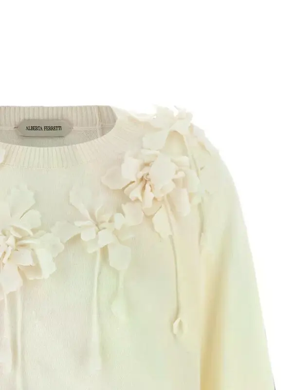 Alberta Ferretti Floral Embroidered Pendant Detail Sweater